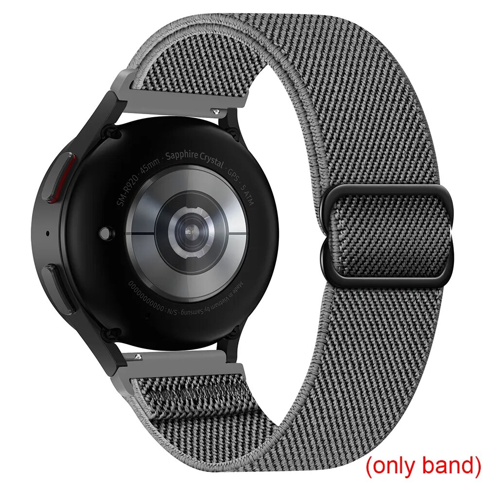 20 мм спортивный нейлоновый ремешок для часов, совместимый с Samsung Galaxy Watch 7 6 5 4 Active 40 мм / 44 мм, Classic 42 мм / 46 мм, Эластический тканный ремешок для часов для женщин и мужчин