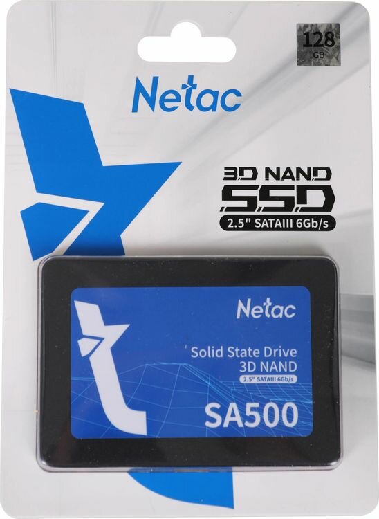 Твердотельный накопитель SSD 2.5" Netac 128Gb SA500 Series Retail (SATA3, up to 500/400MBs, 3D NAND, 60TBW, 7mm)