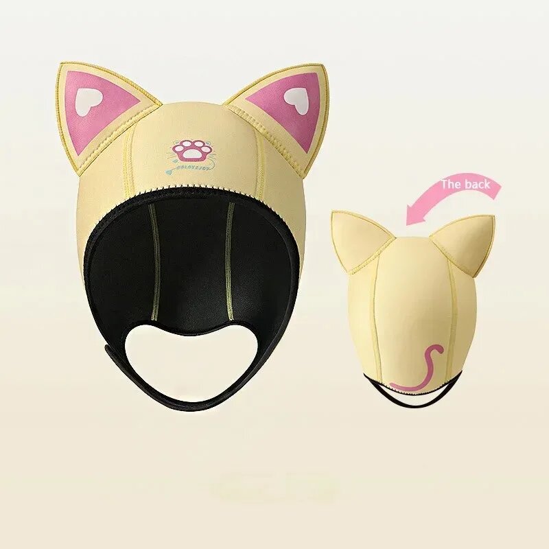 Неопреновая шапочка с ушками, Розовый, XMZ276-yellow-cap