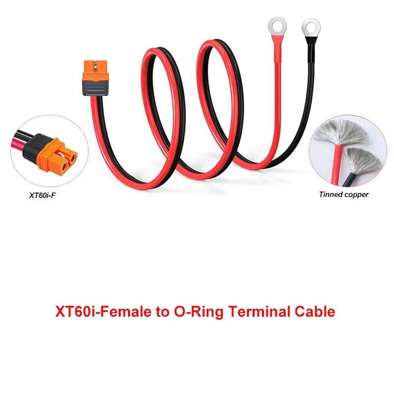 Кабель XT60i «мама» к разъему M8 с силиконовым 12 AWG Silicone Wire, XT60i-F to Ring, 1m-3.28FT