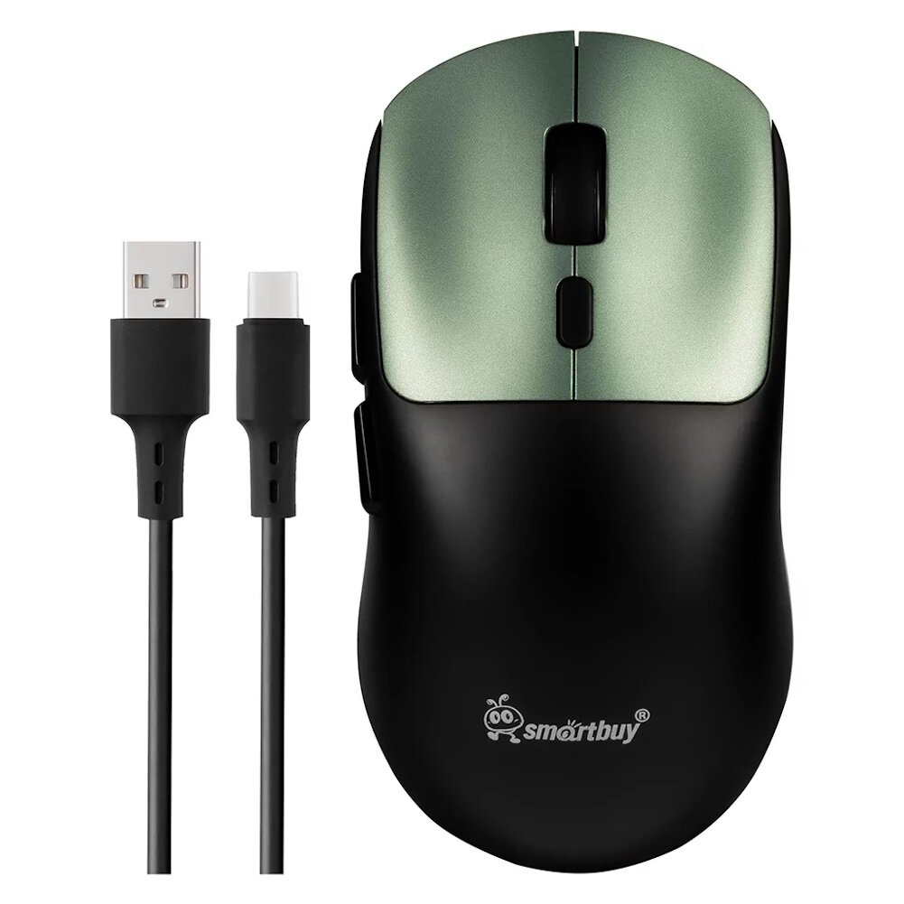 Мышь беспроводная игровая SmartBuy DUAL Bluetooth+USB X7 черно-зеленая (SBM777DGG)