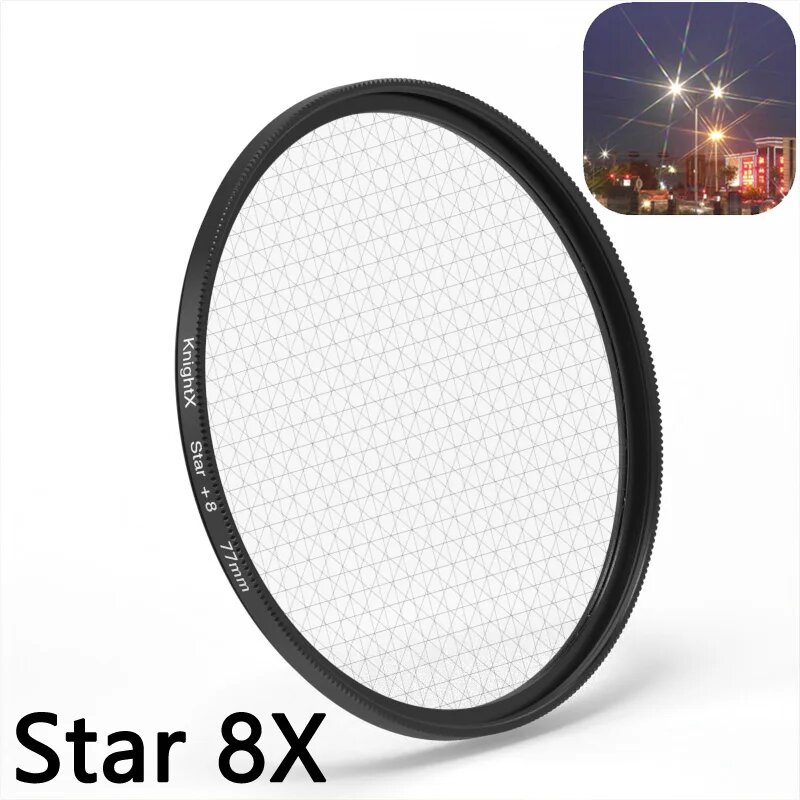 KnightX Звездный фильтр 58 мм 55 мм, Star 8X