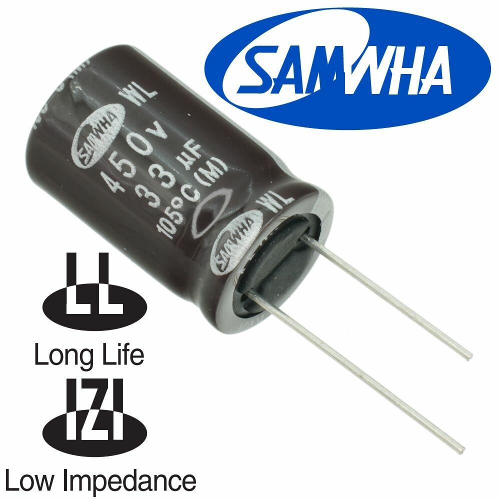 33мкФ 450В / WL / 16x25 / 105 С / конденсатор электролитический (5шт)