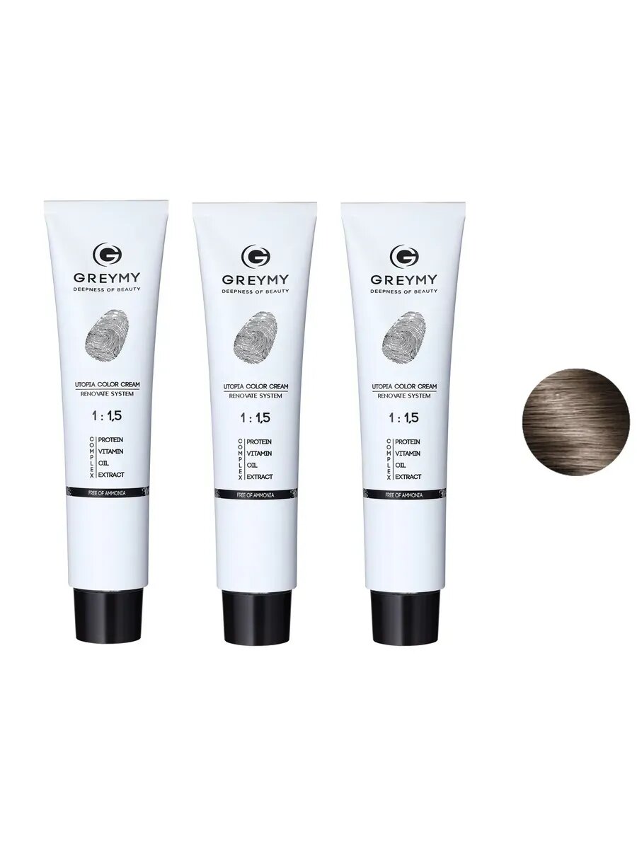 Greymy Краситель Utopia Color Cream 6N Dark Blond 3 x 60 мл