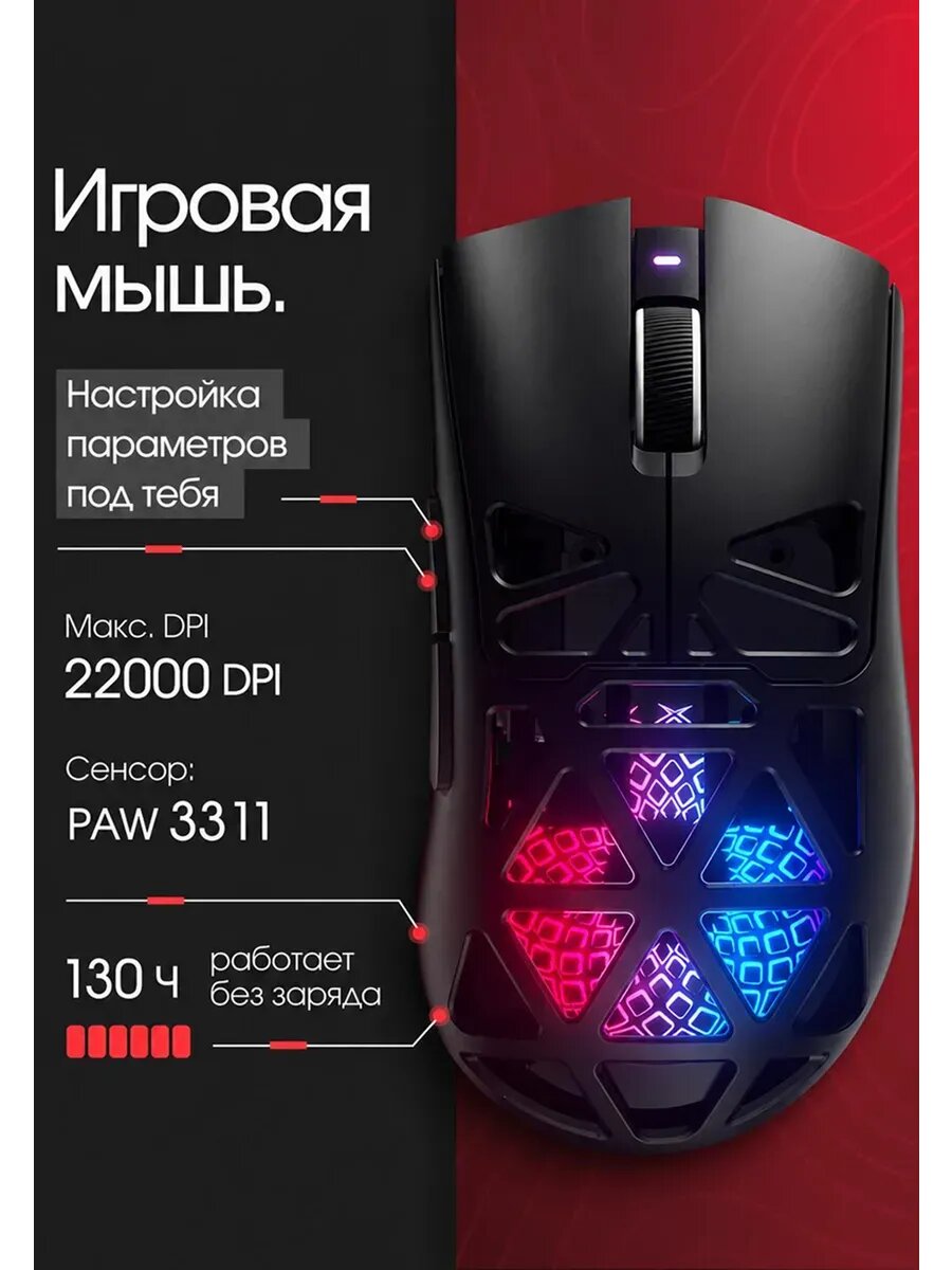 Мышь игровая беспроводная с подсветкой DPI 22000 PAW 3311