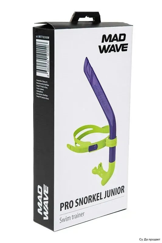 Трубка для плавания Mad Wave Pro snorkel junior, Синий Красивый цвет U587 — фото 1
