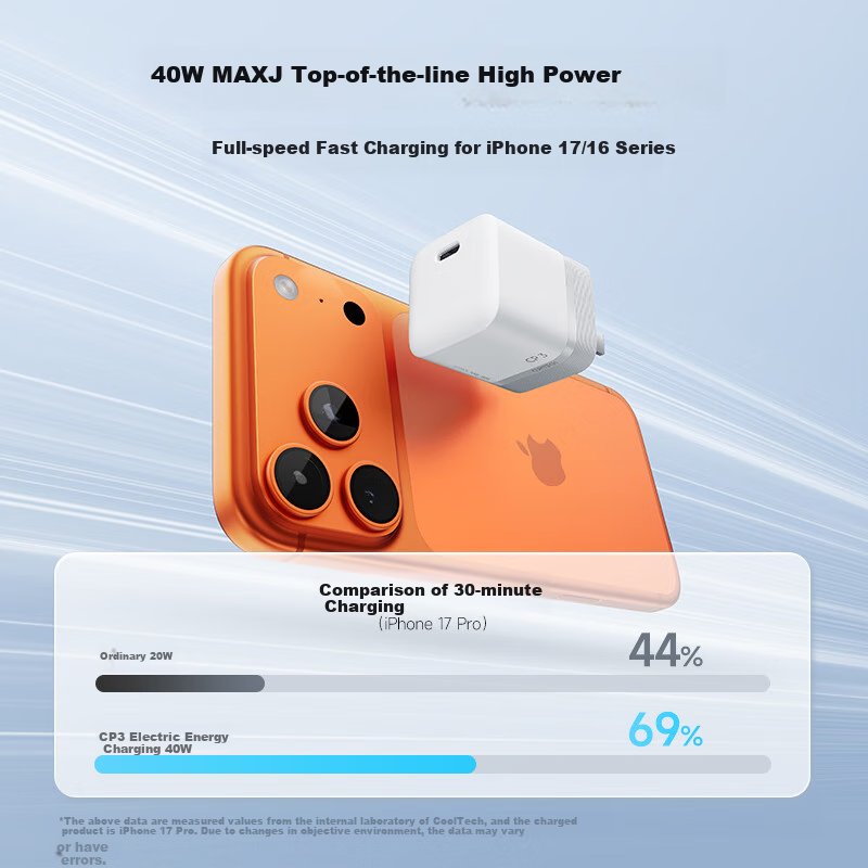 CUKTECH 40 Вт GaN PD быстрая зарядка для iPhone 17/16 Pro Max AirPods iPad Type-C розовая Версия：Сертификат TÜV