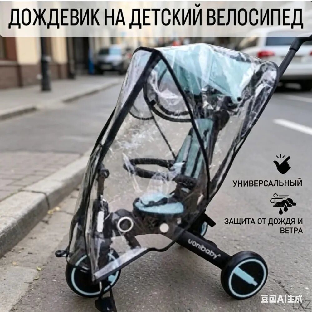 Универсальный зонтик для прогулок с детьми Дождевик на детский трехколесный велосипед