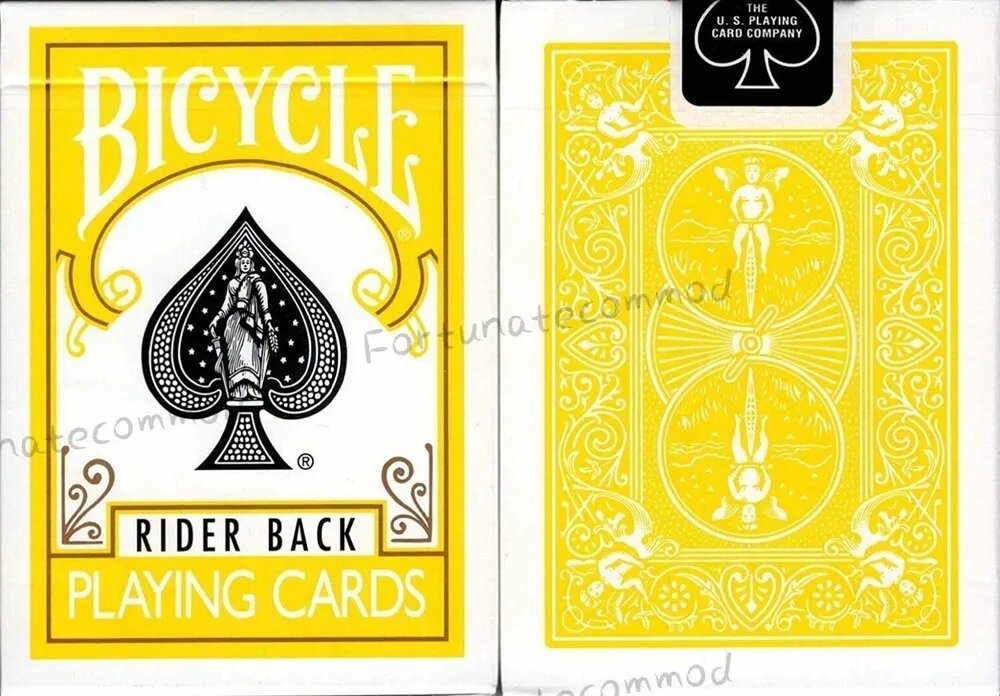 Игральные карты Bicycle Rider Back Standard Yellow, желтые, 54 шт, с пластиковым покрытием — фото 1