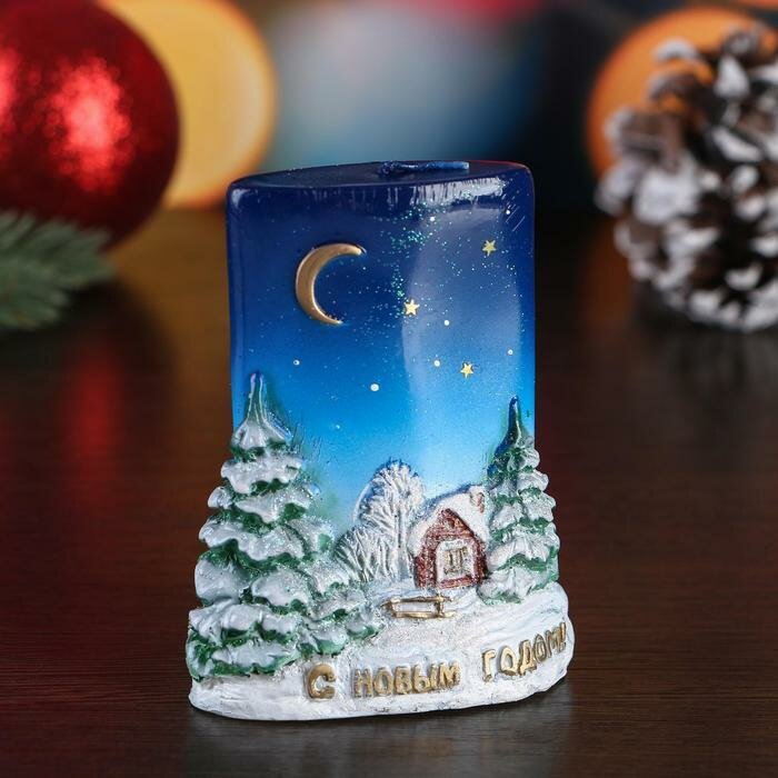Свеча - цилиндр 'С Новым Годом!', 4x8x10,5 см