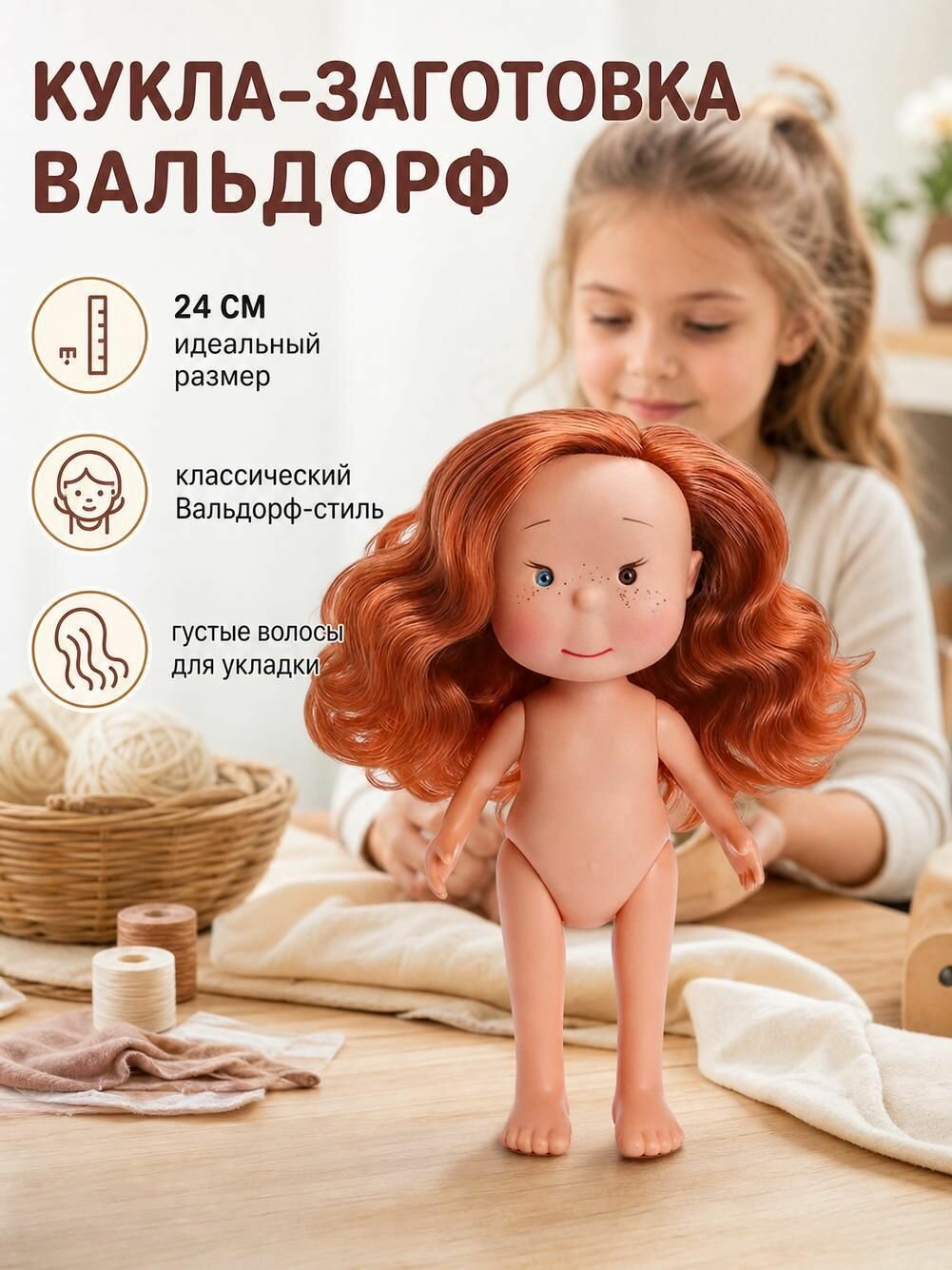 Очаровательная кукла-картошка в форме человечка, 24 см, идеально подходит для украшения стола или качестве праздничного подарка.