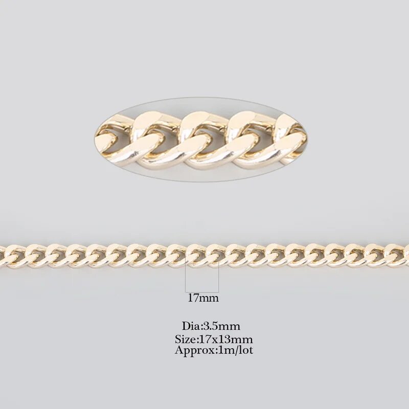 Цепи Beadia для рукоделия Бежевый, Gold 17x13mm 1M