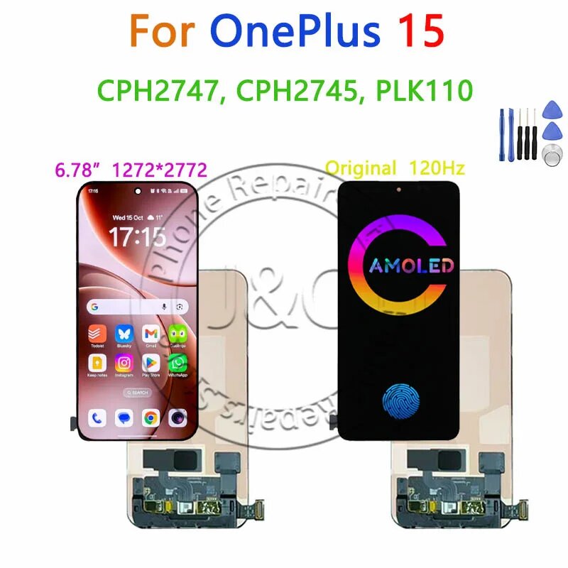 Оригинальный AMOLED для OnePlus 15, ЖК-дисплей CPH2747, CPH2745, PLK110, рамка Black With frame