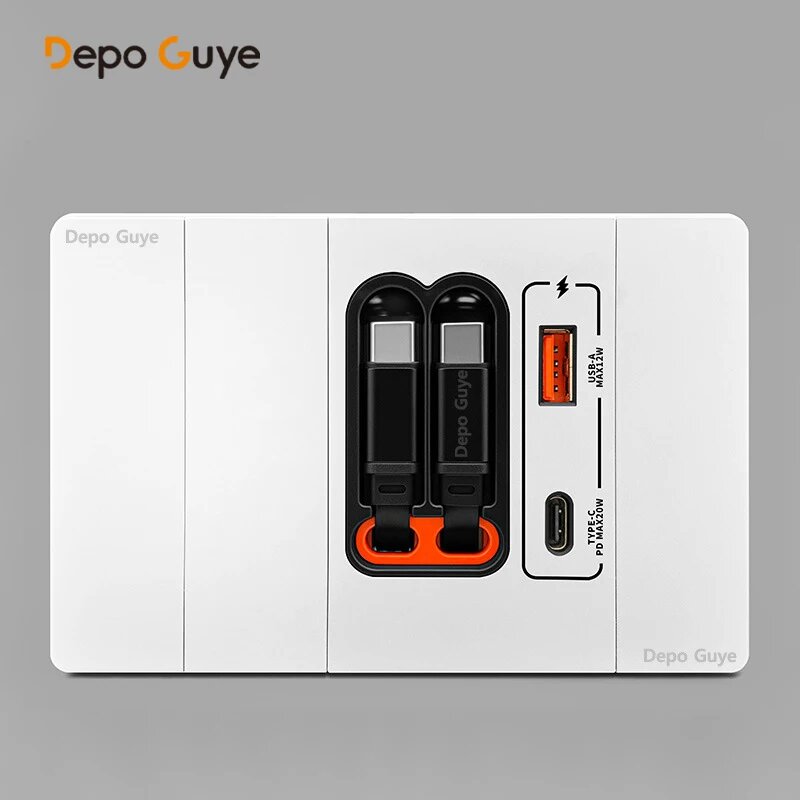 Розетка Depo Guye с 2 USB 20W, Universal White AA