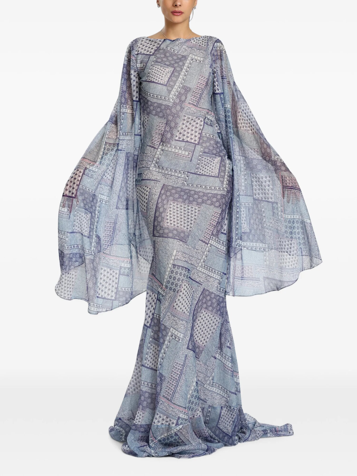 Платье Patchwork-print open-back maxi dress