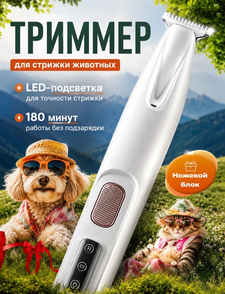 Машинка триммер для стрижки собак и кошек бесшумная