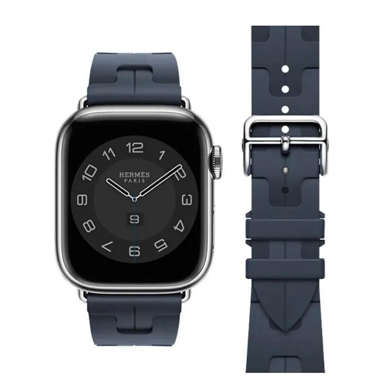 Силиконовый ремешок для Apple Watch 49 мм 45 мм 44 мм 42 мм 41 мм 40 мм 38 мм Hermes браслет iWatch серии Ultra 9 8 7 6 5 43 SE Band