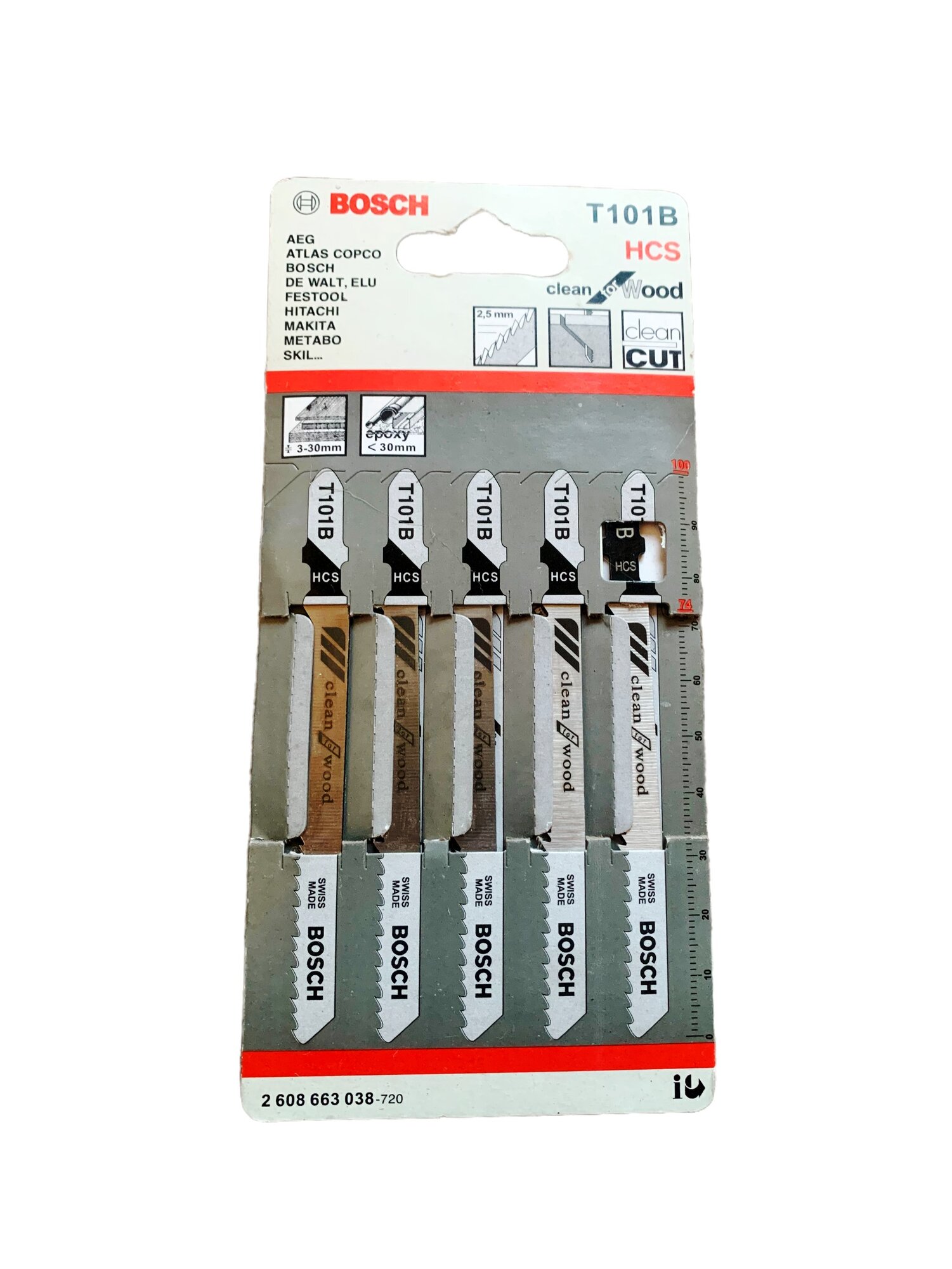 Пилки T101B для лобзика BOSCH. 2 608 663 038 720