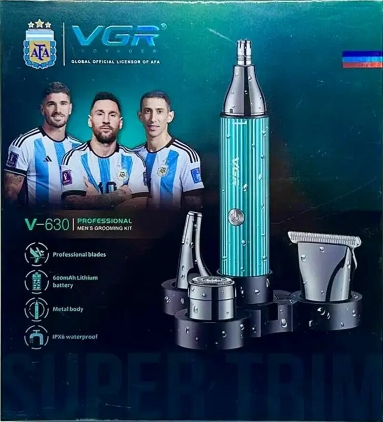 Машинка для стрижки VGR V-630, для волос, нержавеющая сталь, питание от аккумулятора, золотистая