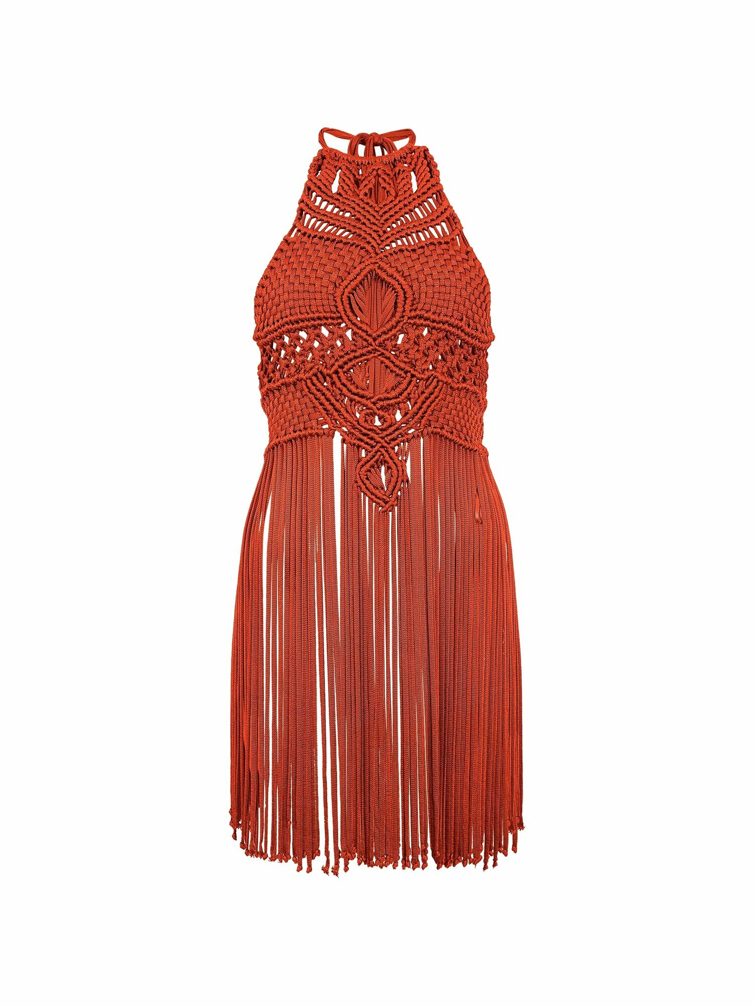 Платье Alberta Ferretti Macramé fringe mini dress