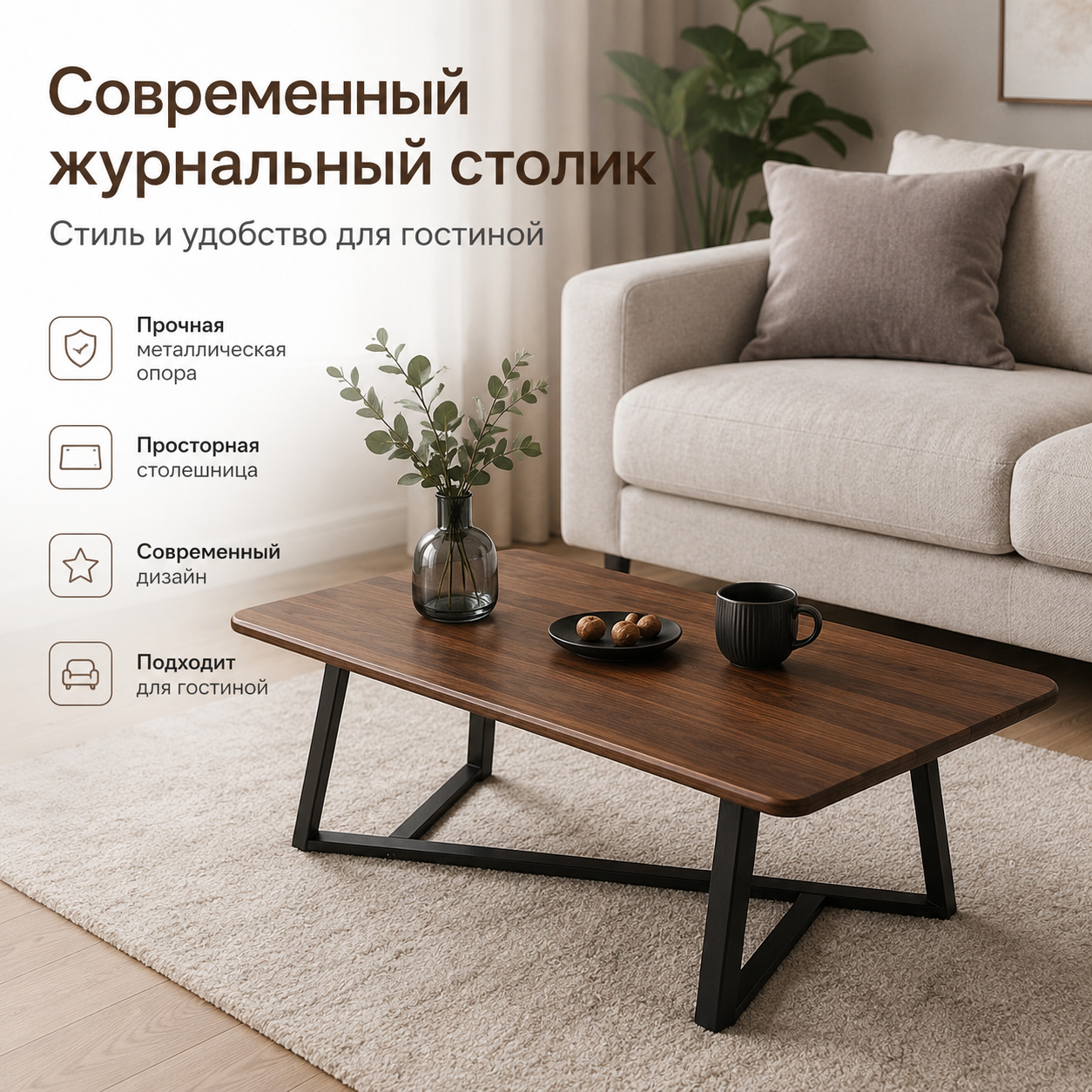 Журнальный стол, 120х60х45 см，темно-коричневый，Маслостойкий и легко моющийся