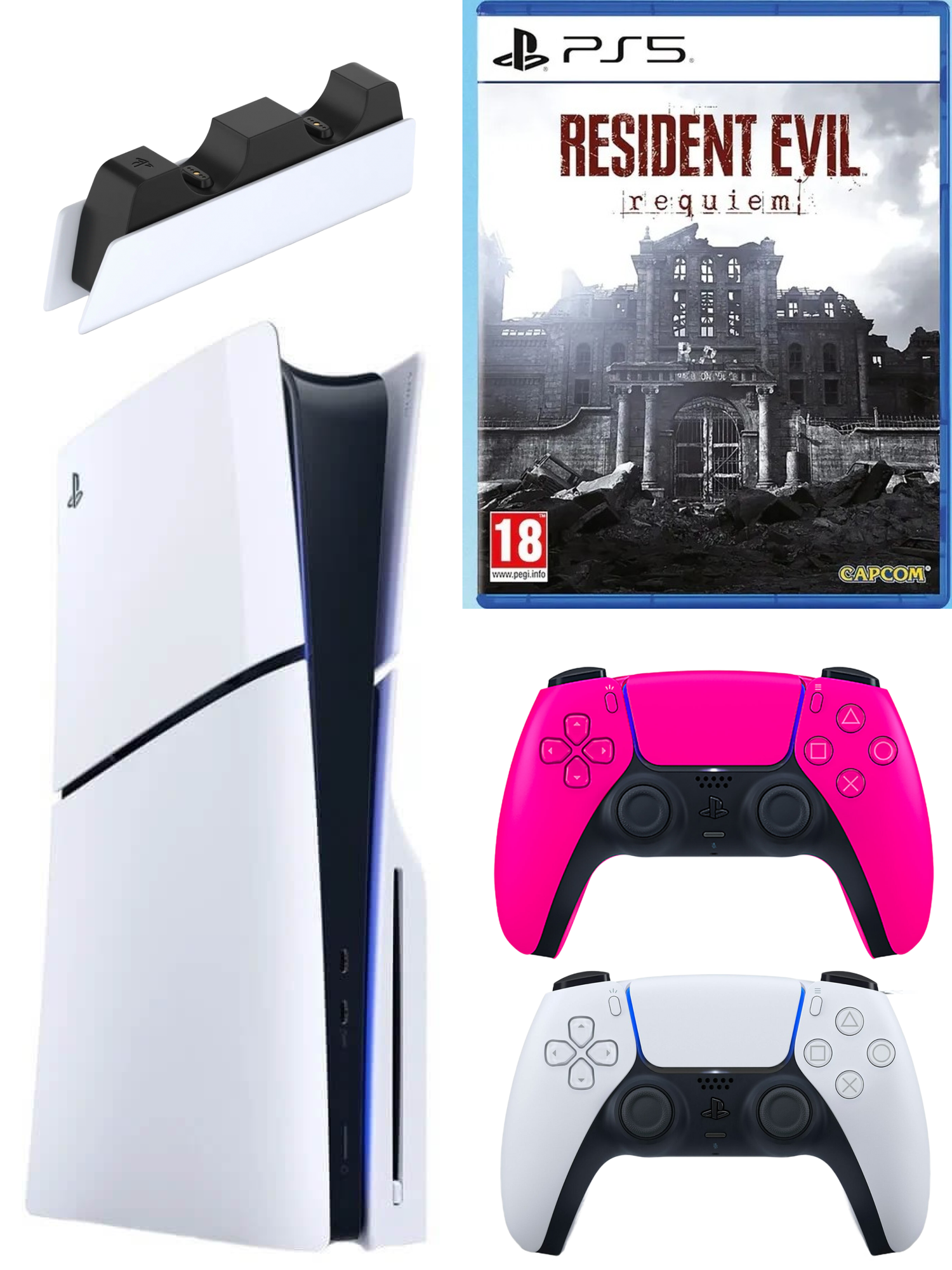 Игровая приставка Sony PS 5 Slim, 1ТБ(с дисководом)+2 геймпад+Зарядная станция+Resident Evil Requiem(подробности в чате)
