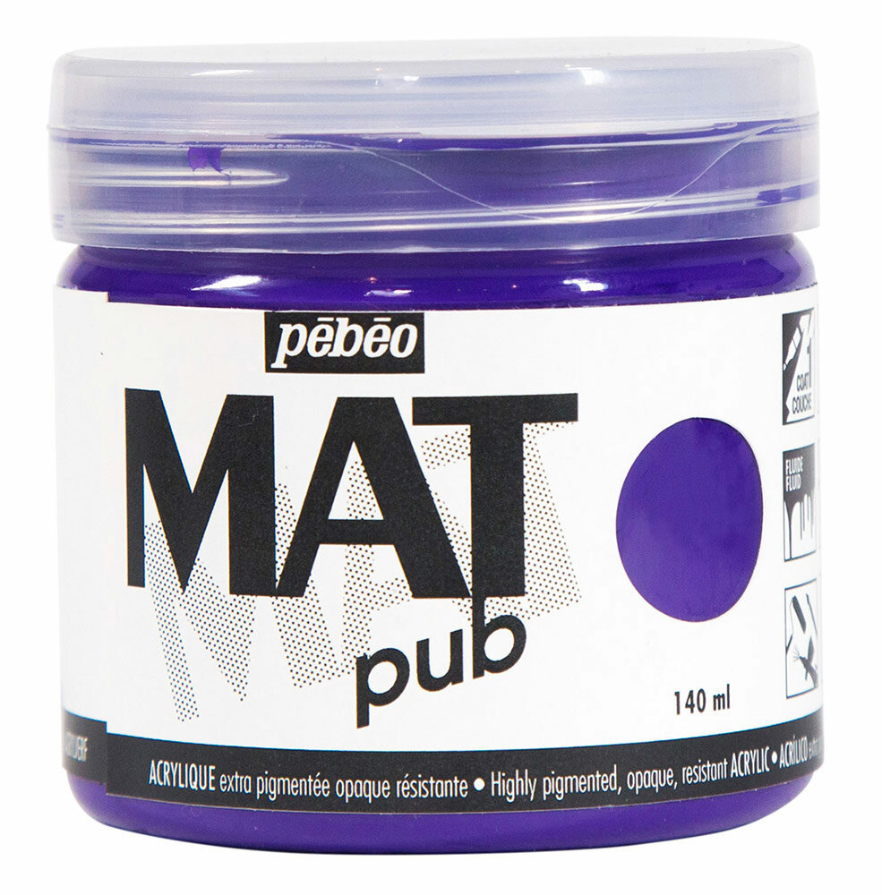 Краска акриловая Pebeo экстра матовая, Mat pub №1 140 мл, цвет фиолетовый кобальт