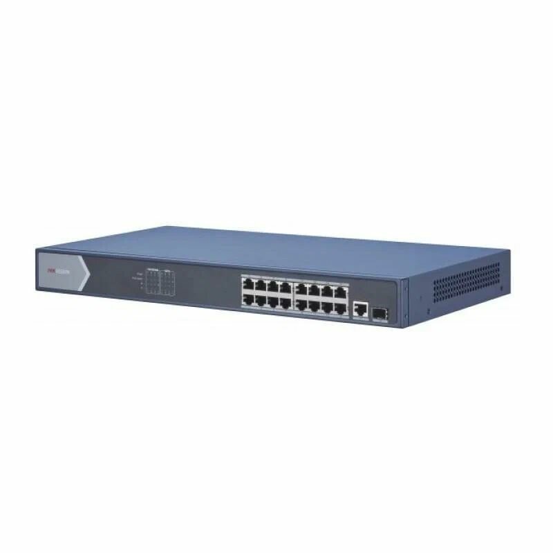 Коммутатор Hikvision DS-3E0518P-E, 16 1 Гбит/с PoE+ + 1 1 Гбит/с RJ45 + 1 1 Гбит/с SFP, неуправляемый