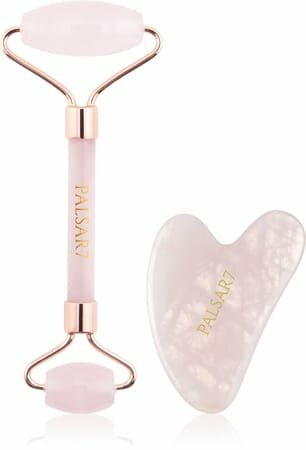 Набор для массажа Гуаша PALSAR7 Massage Roller and Guasha Rose Quartz, розовый кварц, 2 предмета