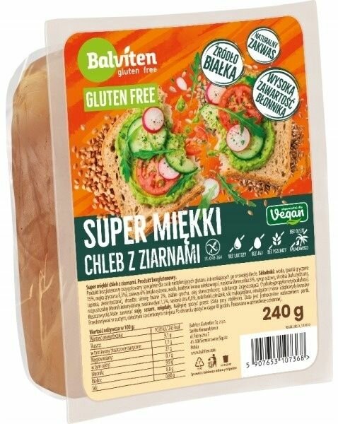 Супермягкий хлеб с семенами Balviten без глютена 3 шт x 240г