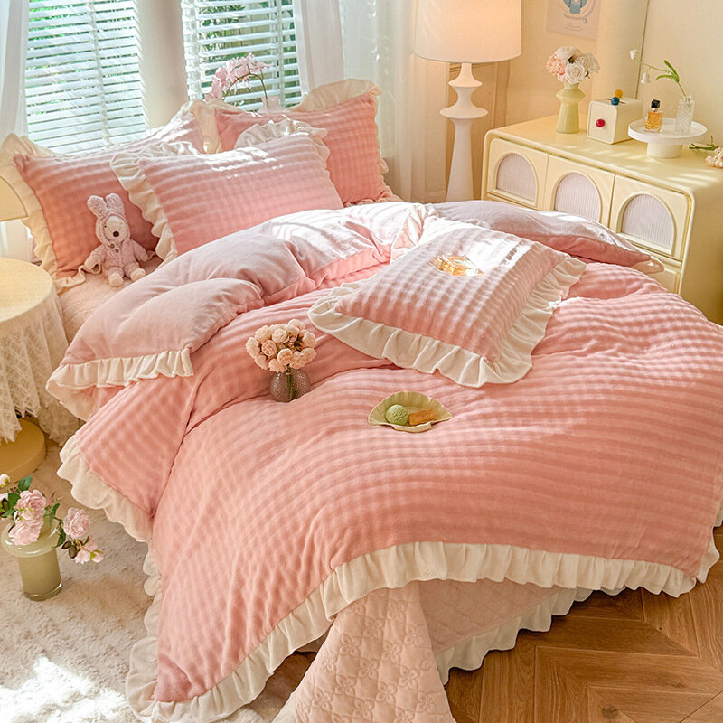 Winnie Pink 1.8m Набор для кровати с покрывалом 230x250 см и пододеяльником 200x230 см, зимний утолщенный двусторонний