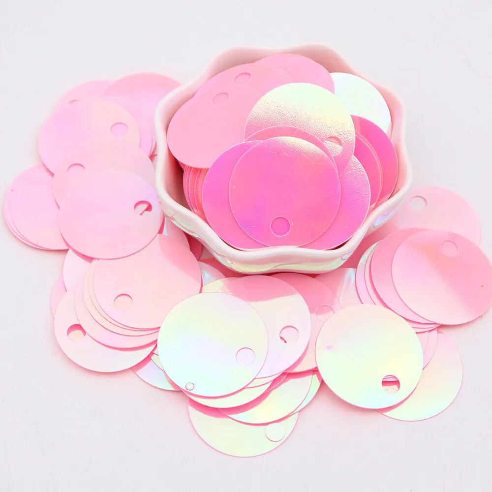 Плоские круглые блестки ПВХ 30 мм 56 шт. Розовый, 20g 56Pcs, AB Pink