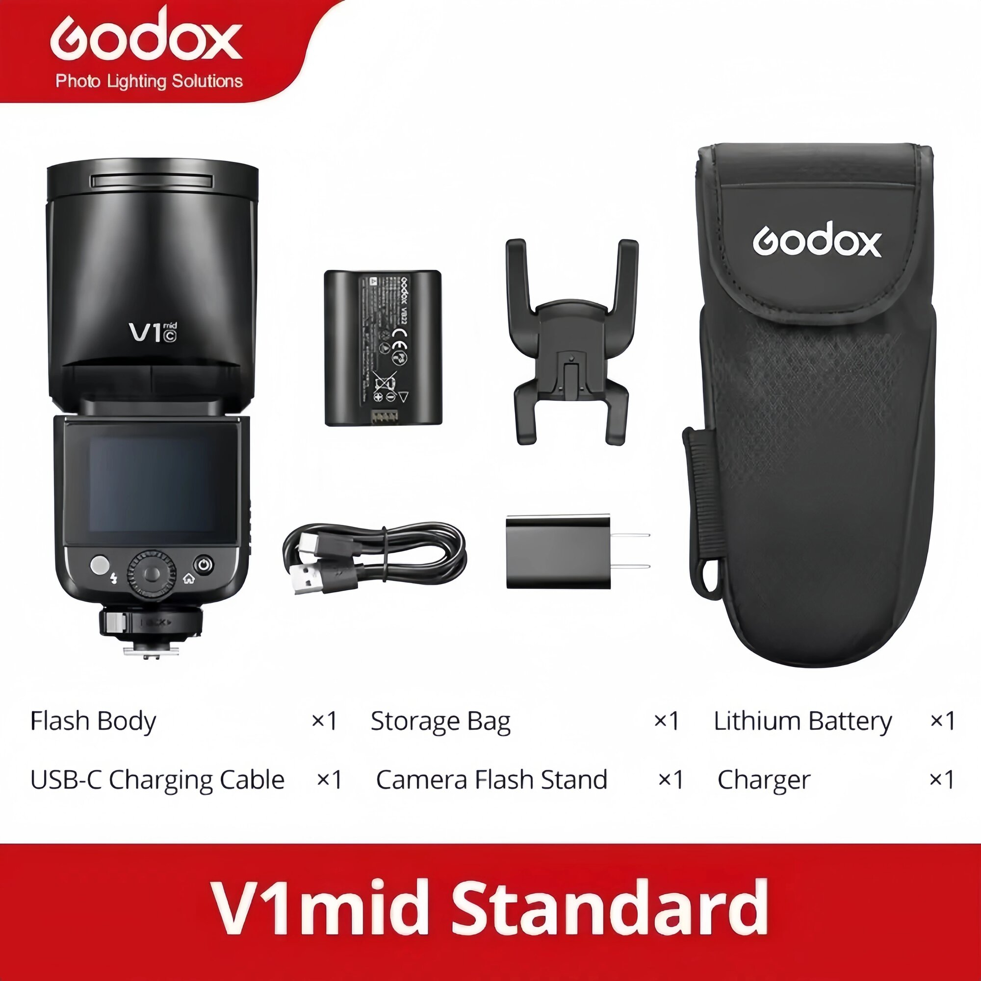 Вспышка Godox V1 Mid для Canon TTL с круглой головкой круглой головкой