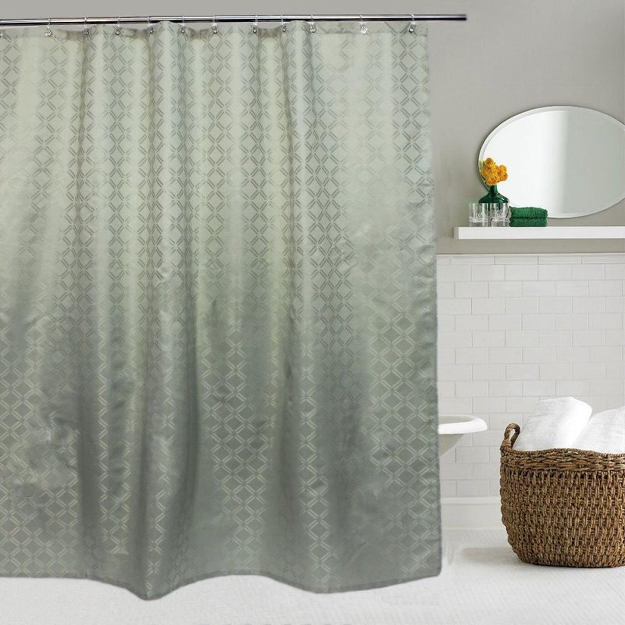 Штора для ванной жаккард Bath Plus Decor collection 180x200, зеленая JAC1501