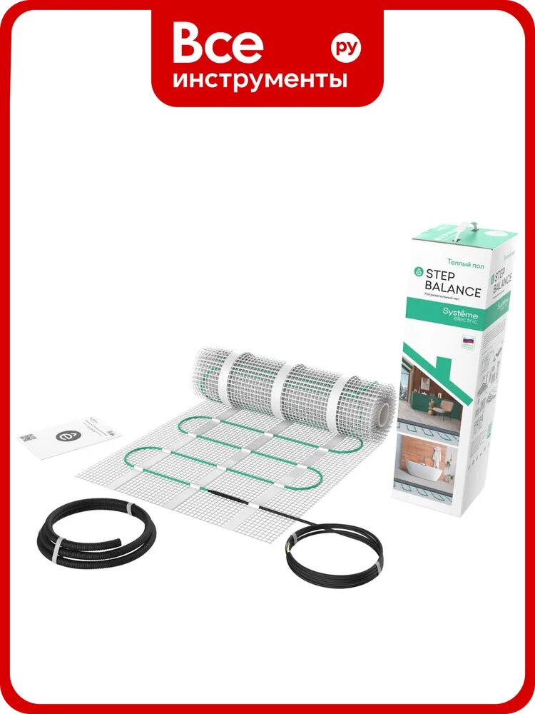 Теплый пол мат нагревательный Systeme Electric STEP BALANCE, 150 Вт/м2, 225 Вт, 1,5 м2 SBM150015