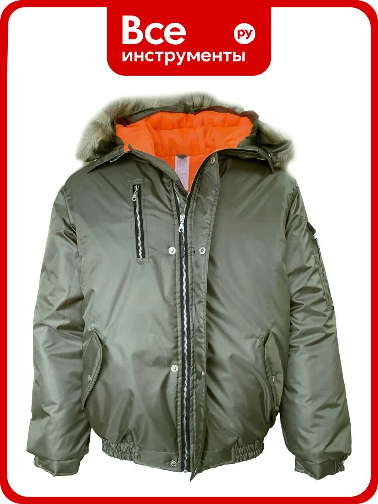 Куртка Спрут Аляска короткая, хаки, р. (48-50) 96-100/170-176 130240, для зимы холодной осени климатический пояс