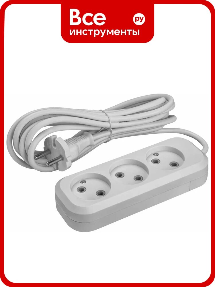 Удлинитель онлайт OPE-S-03-150-E-3x1, 3 розетки, 1.5 м, белый