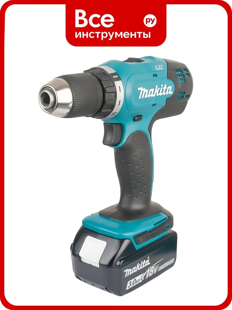 Аккумуляторная дрель-шуруповерт Makita LXT DDF453RFE с щеточным двигателем, патроном 1/2 и Li‑Ion набором