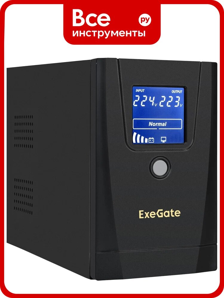 Источник бесперебойного питания ExeGate SpecialPro Smart LLB-1000. LCD. AVR.1SH.2C13, RJ45 11, USB, металлический корпус, Black 292788