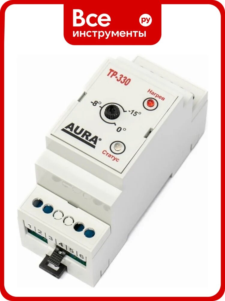 Терморегулятор ТР-330 с датчиком AURA 080164, механический, прямоугольный корпус, программируемый