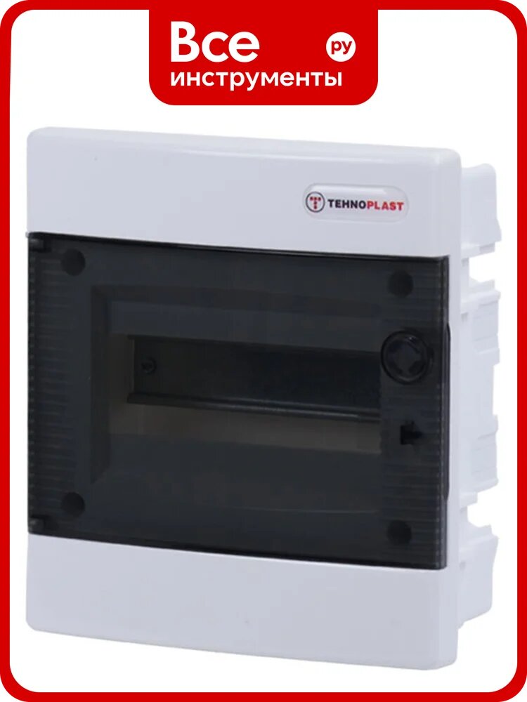 Встраиваемый распределительный щит TEHNOPLAST 4‑8 автоматов IP40 U4C 30542, ABS‑пластик, белая дверца, 8‑модульный