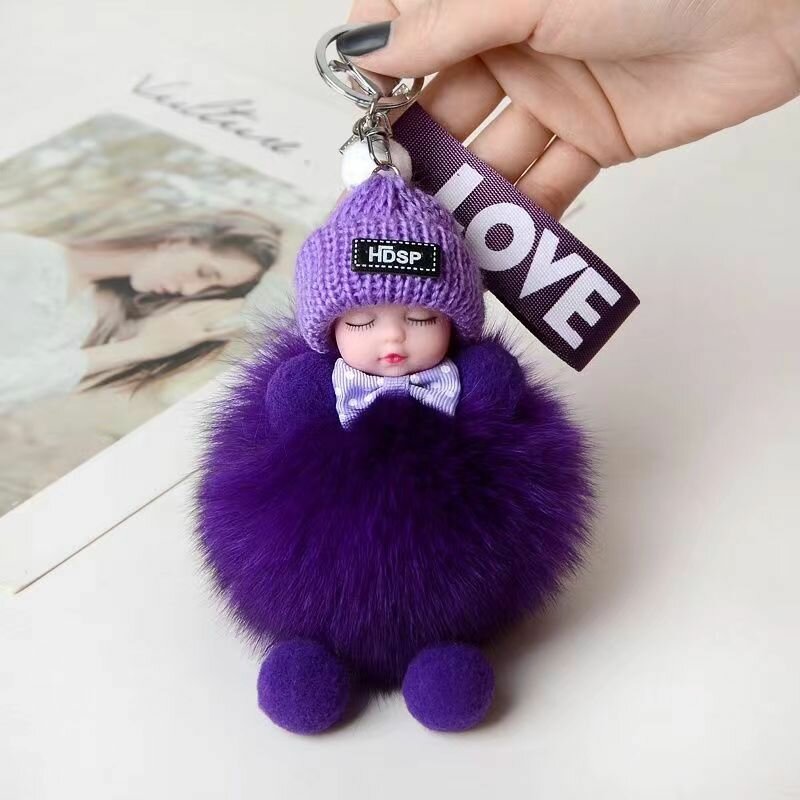 Сумка-игрушка для сна из лисьей шерсти fox fur, deep purple