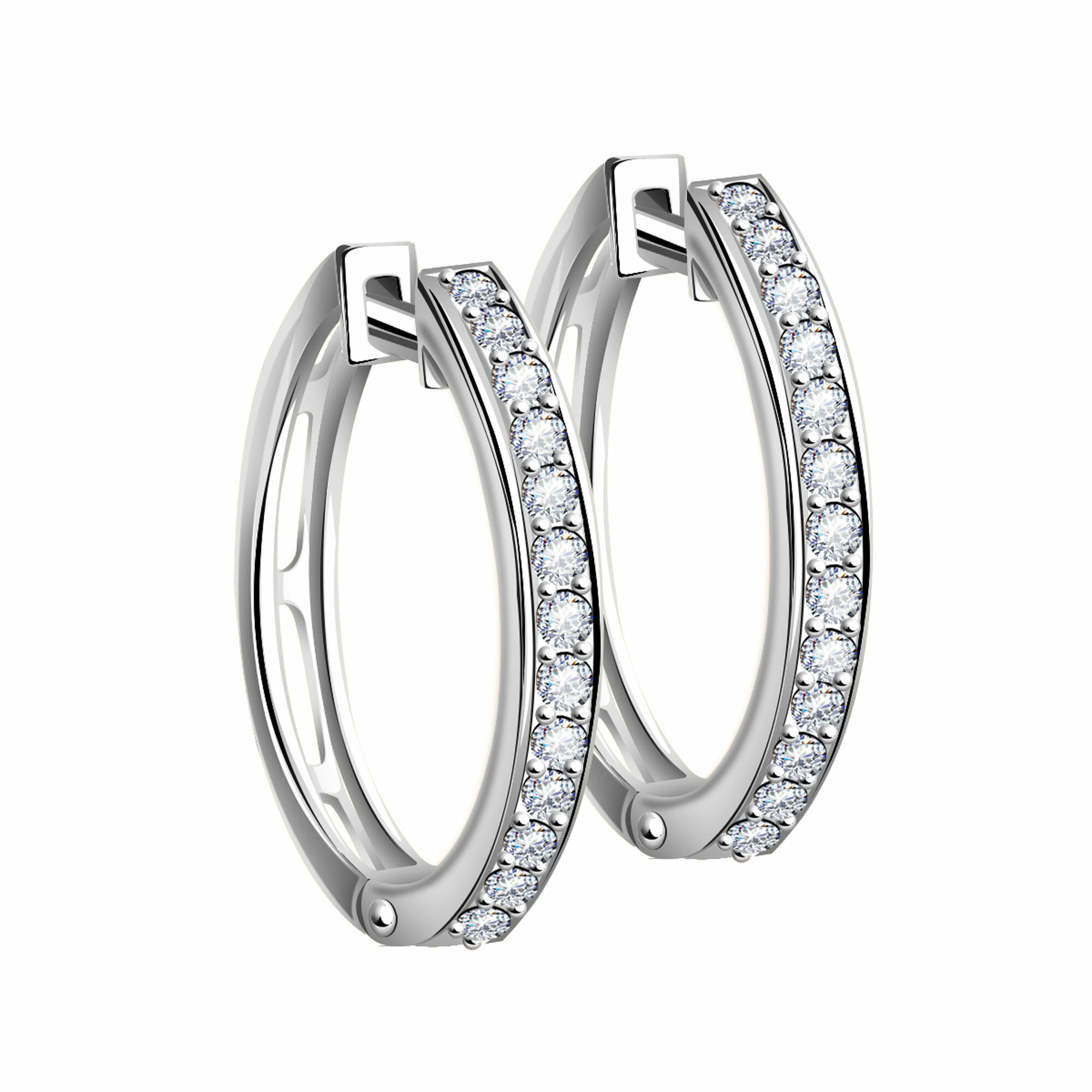 Серьги, белое золото, 585 проба, фианит
