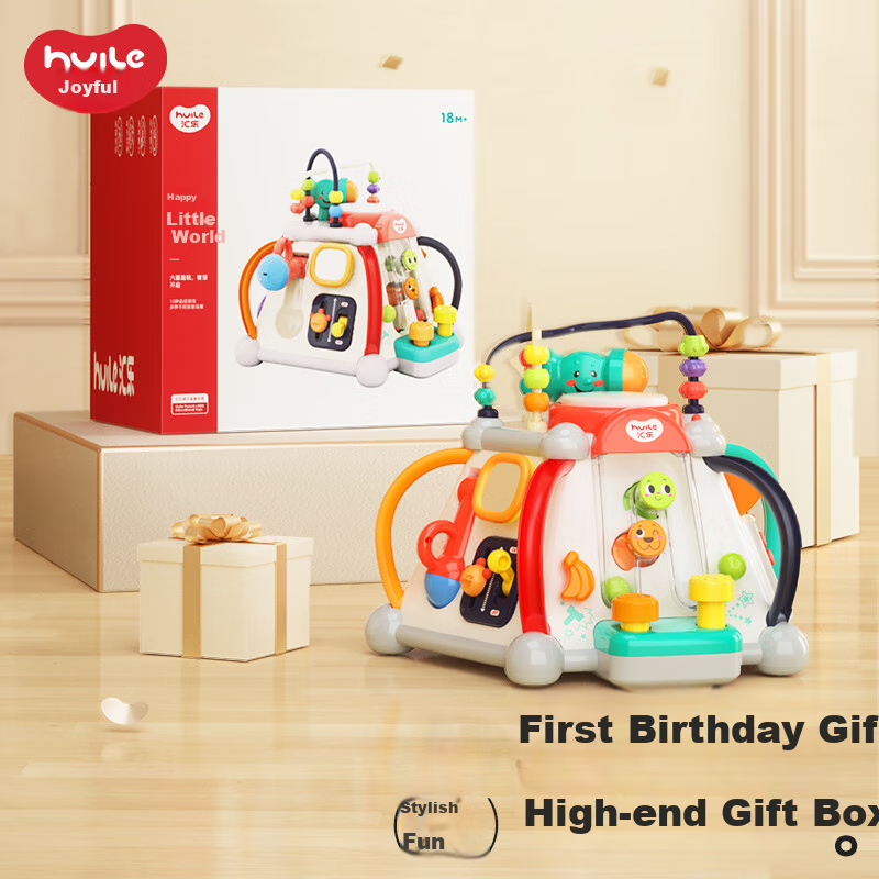 HUILE TOYS Шестигранный сундук с сокровищами развивающая игровая столик для малышей 12-18 месяцев, раннее обучение,