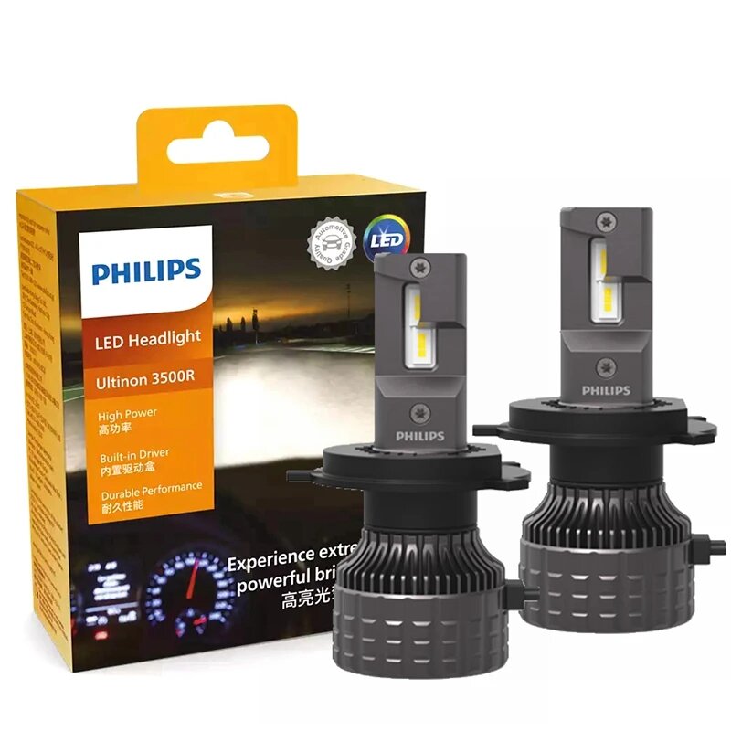 Светодиодные Лампы Для Автомобильных Фар Philips H4 H7 H11 HB3 HB4 HIR2, 6500K, H4 2 Lamps