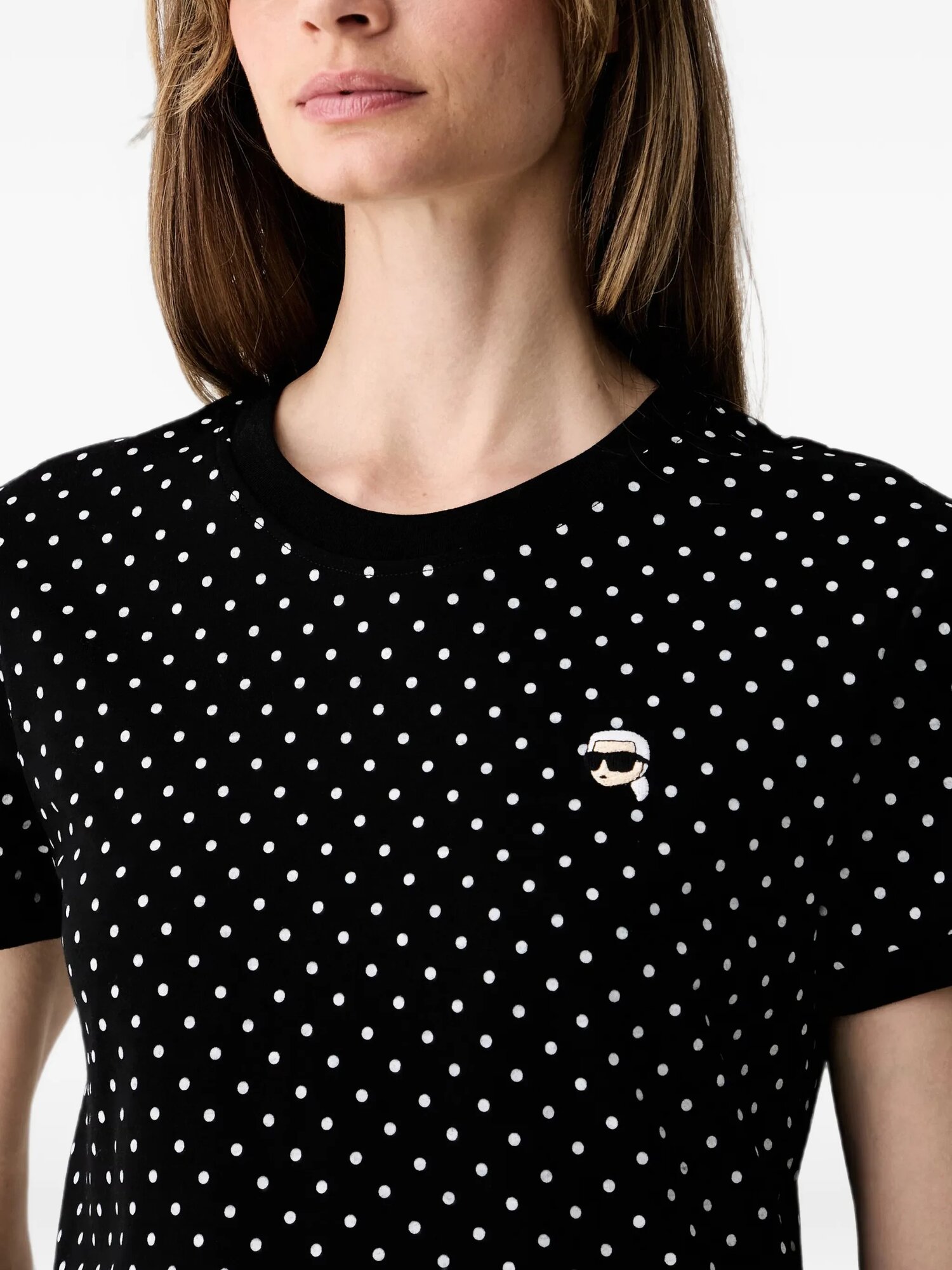 Футболка Karl Lagerfeld Polka-dot logo-patch T-shirt, размер 32 — фото 1