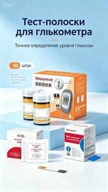 50 тест-полосок, 50 игл, 50 ватные диски для тестера мочевой кислоты Sinocare UA-I (без прибора) расходные материалы тест-полоски и иглы ватные диски