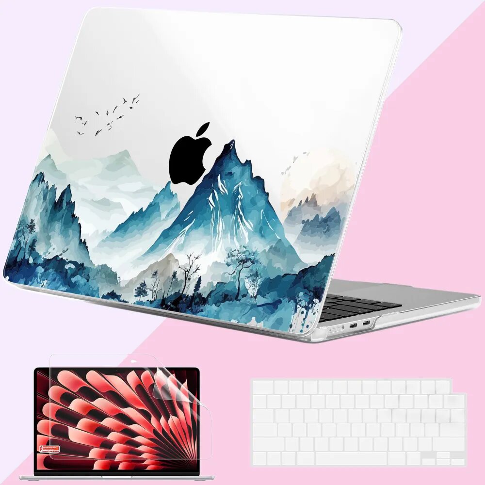 Совместим с новым 13-дюймовым чехлом MacBook Air M2 2023 2022 года, моделью A2681 с Touch ID, жестким чехлом, крышкой клавиатуры и экранной пленкой,