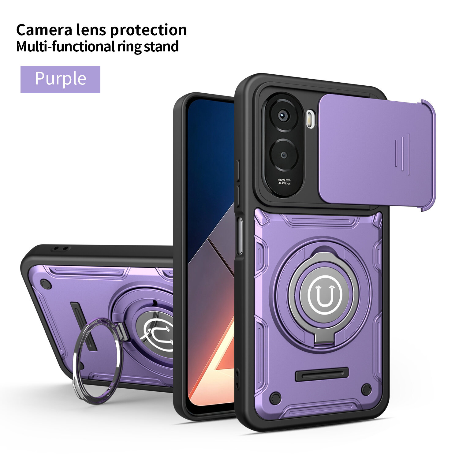 Чехол Для Xiaomi Poco M7 4G / Поко М7 4G, soft touch, чехол-кардиомонитор, поликарбонат (PC), защита камеры, ударопрочный, встроенная подставка, усиленные углы, soft touch, Xiaomi, Poco M7 4G, purple,