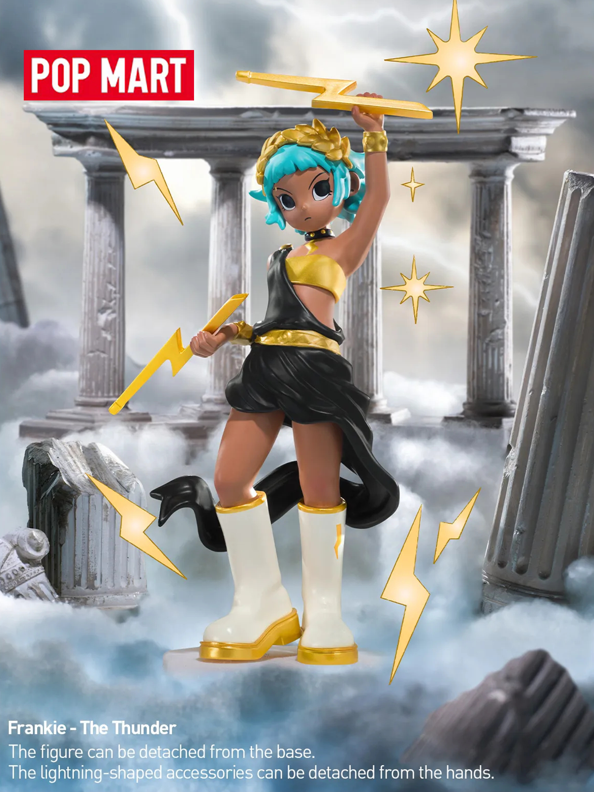 Коллекционная фигурка POP MART Peach Riot Power Chords Series Figures-Frankie The Thunder，пластик